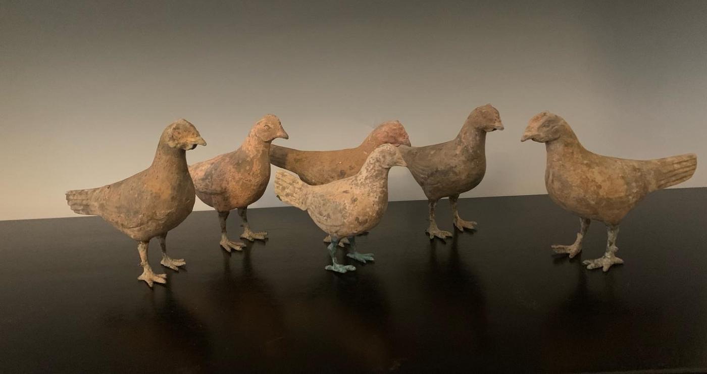 Group of six Han Dynasty Chickens