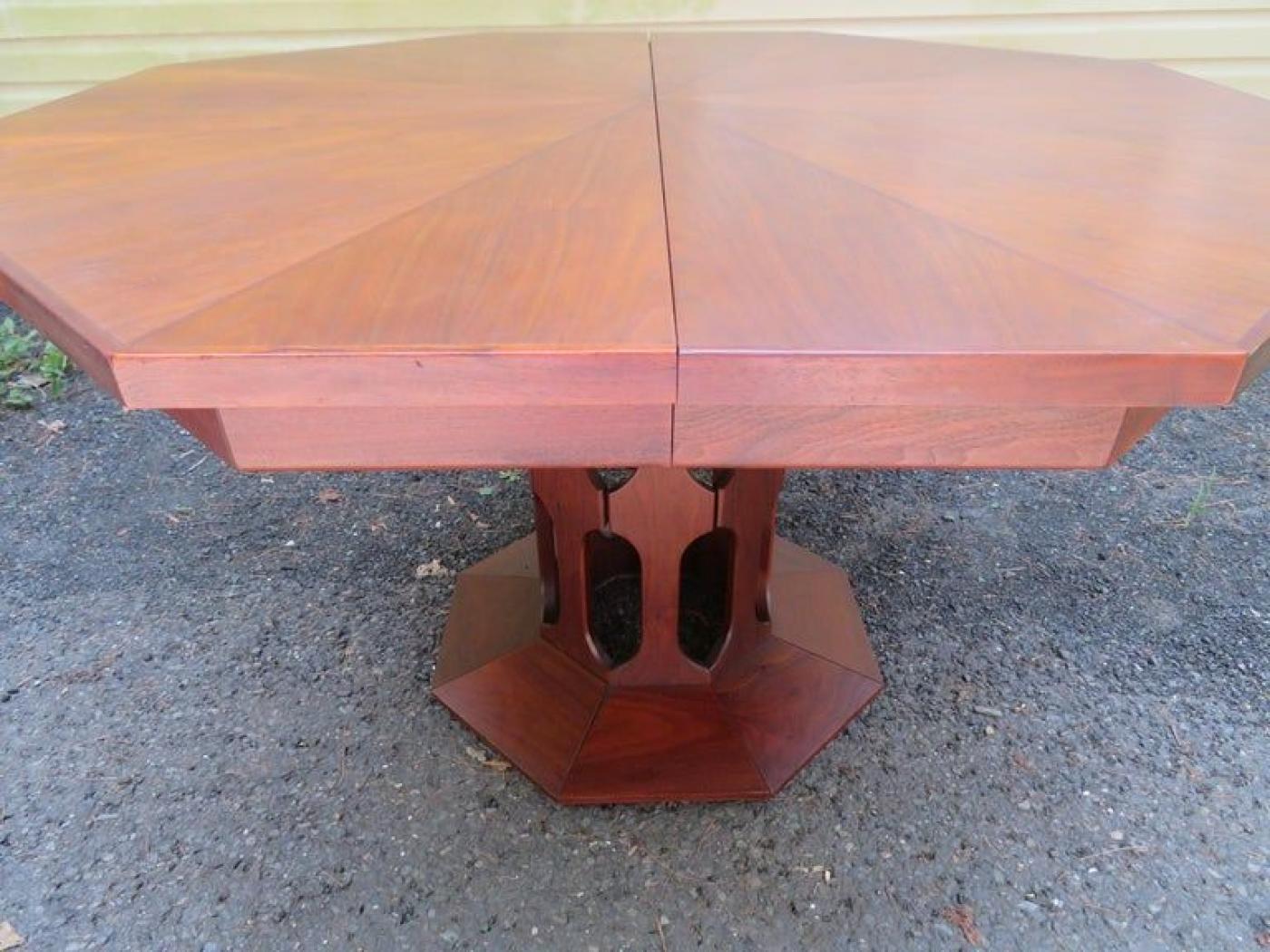 Harvey Probber - Harvey Probber Style Walnut Octagon Extension Table 3 ...