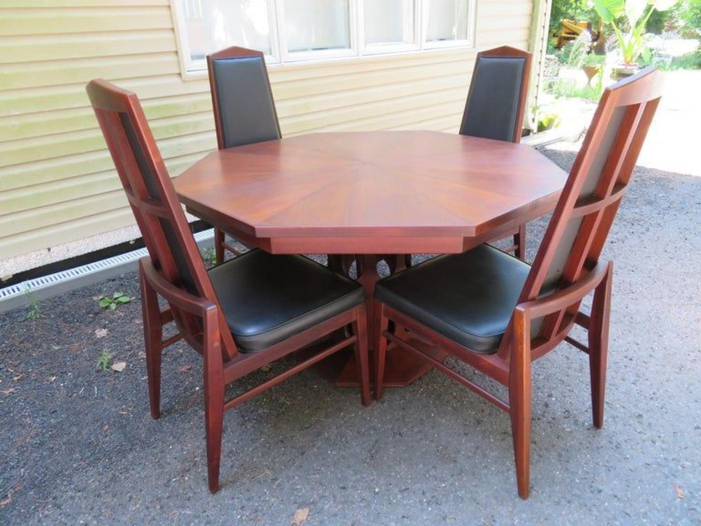 Harvey Probber - Harvey Probber Style Walnut Octagon Extension Table 3 ...