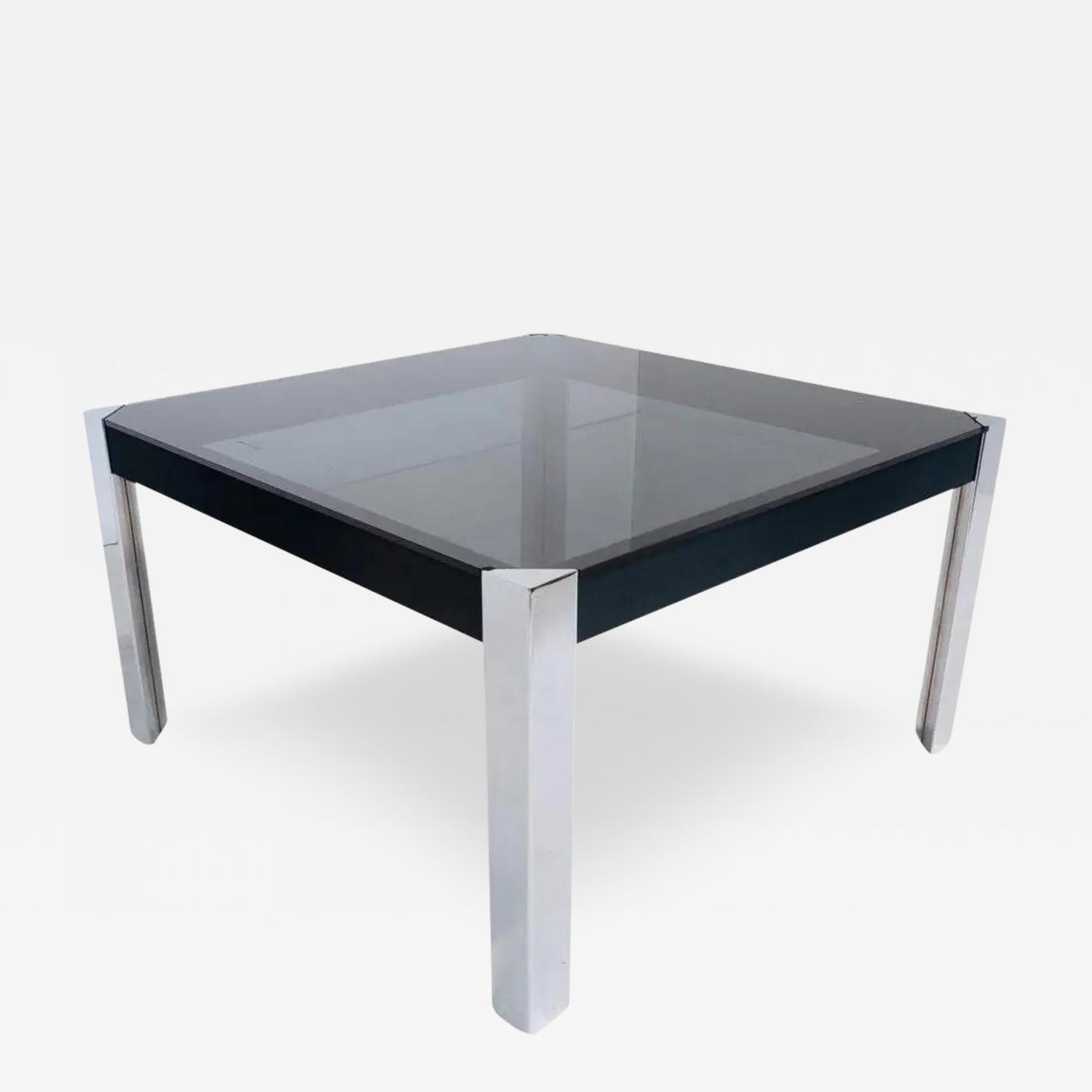 Italian Mid Century Chrome & Glass Dining Table