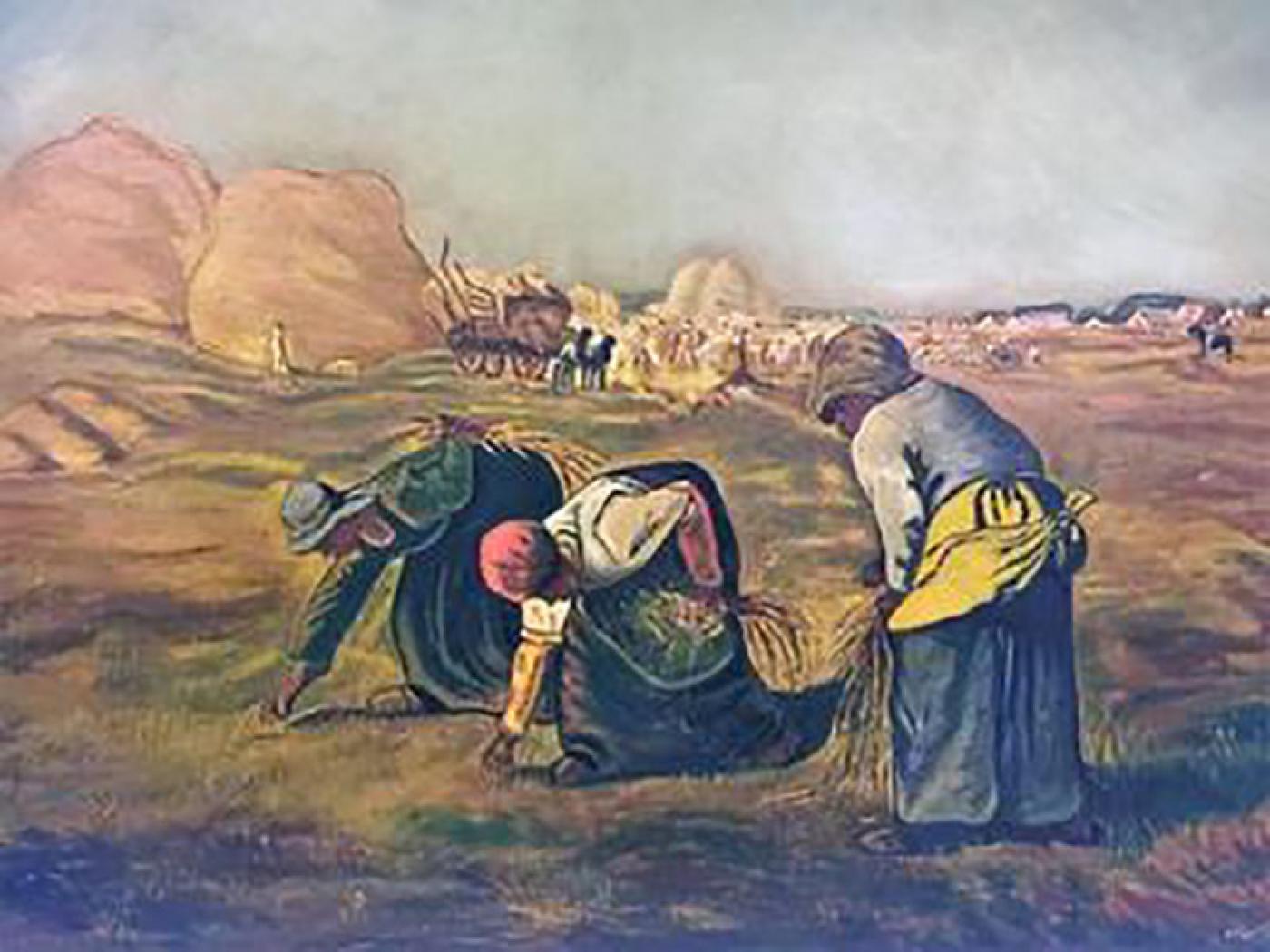 Jean-Francois Millet - Monumental Signed Painting after Jean-Francois Millet 'The Gleaners'