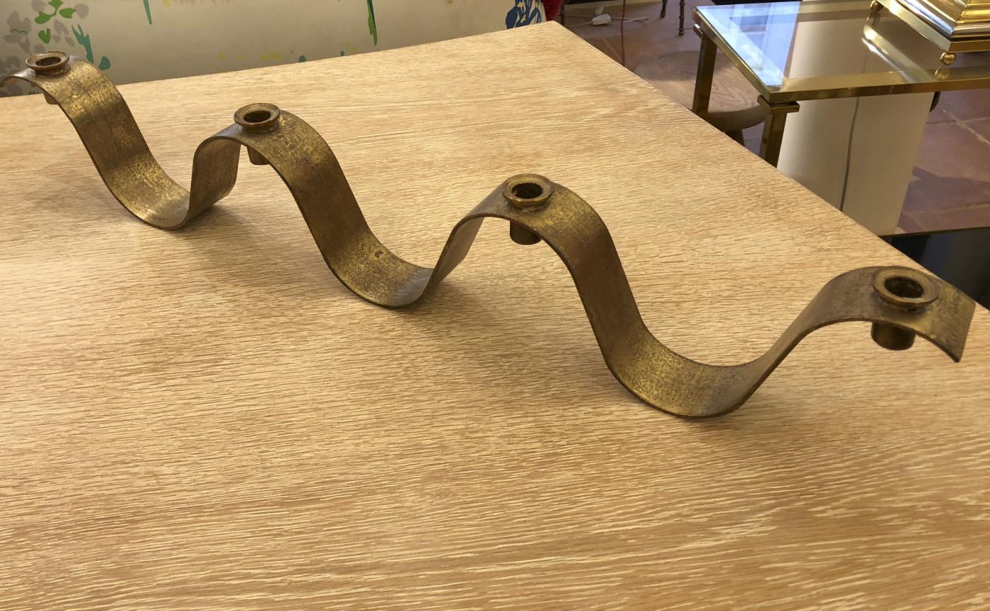 Jean Royère - Jean Royere gold leaf wrought iron candle stick model ...