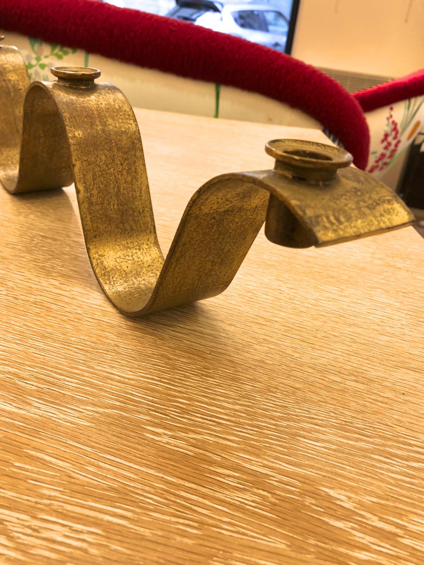 Jean Royère - Jean Royere gold leaf wrought iron candle stick model ...