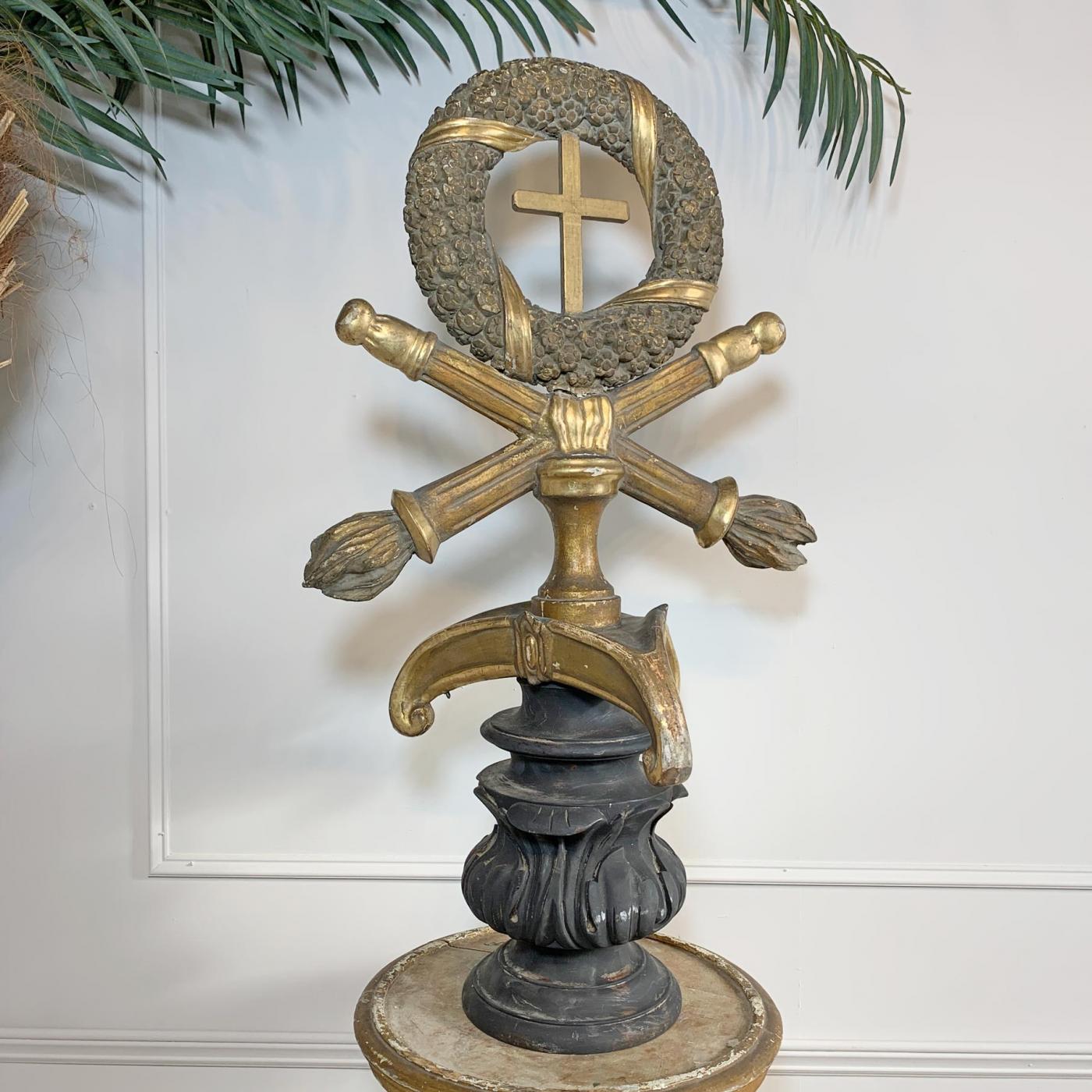 Large 18th Century Processional Cross on Later Base
