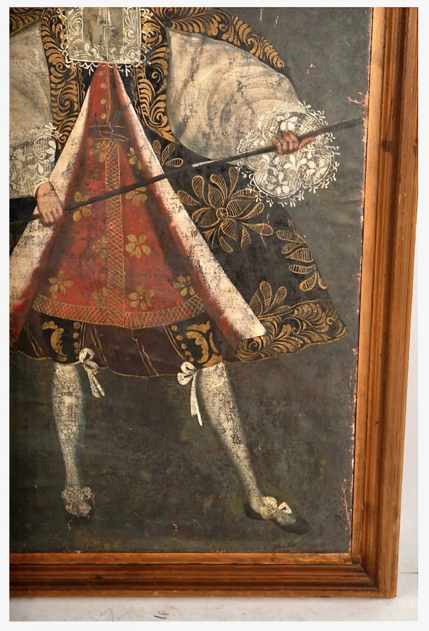 Large Cuzco School Painting of Archangel Michael