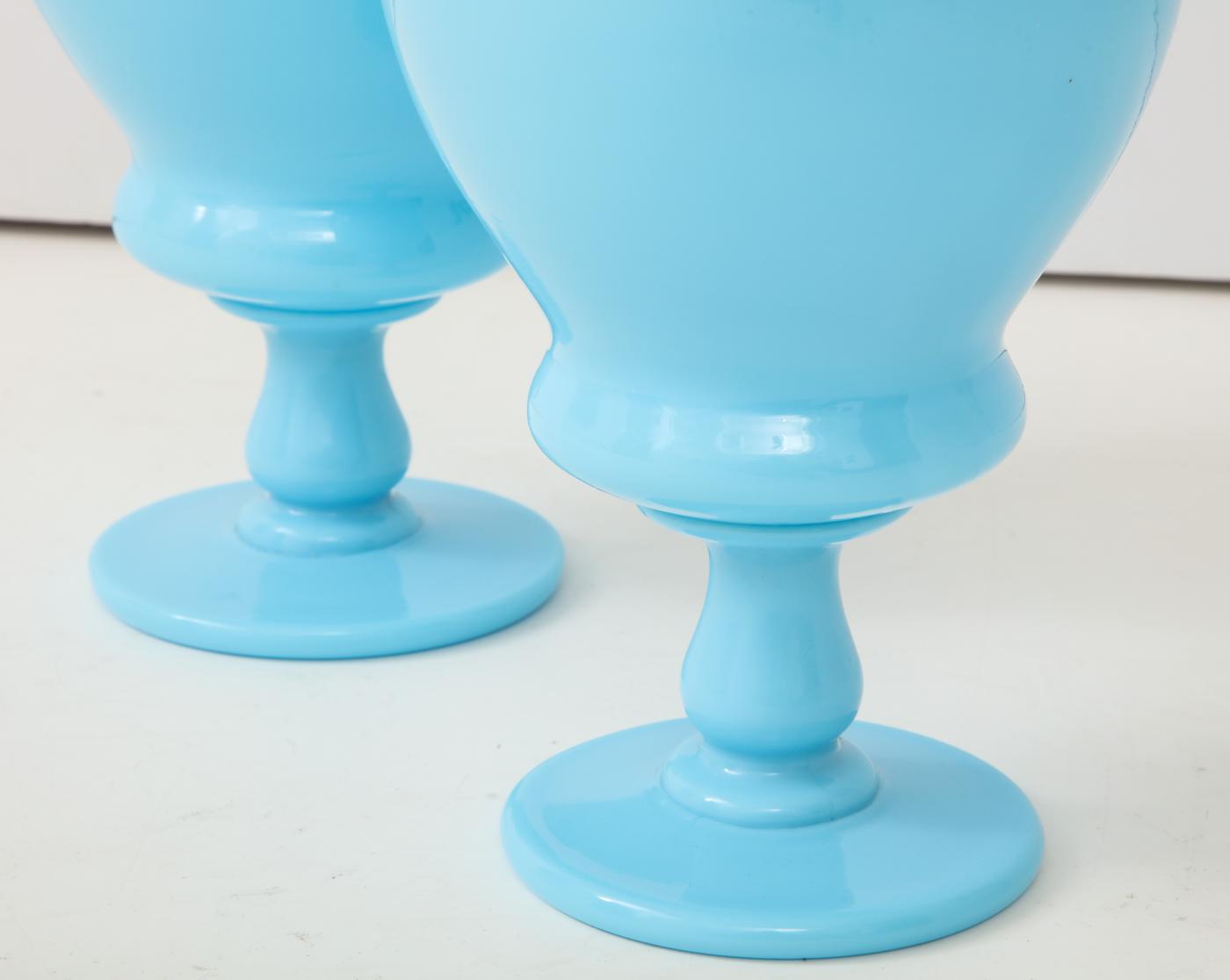 Large Pair of Pastel Blue Vases.