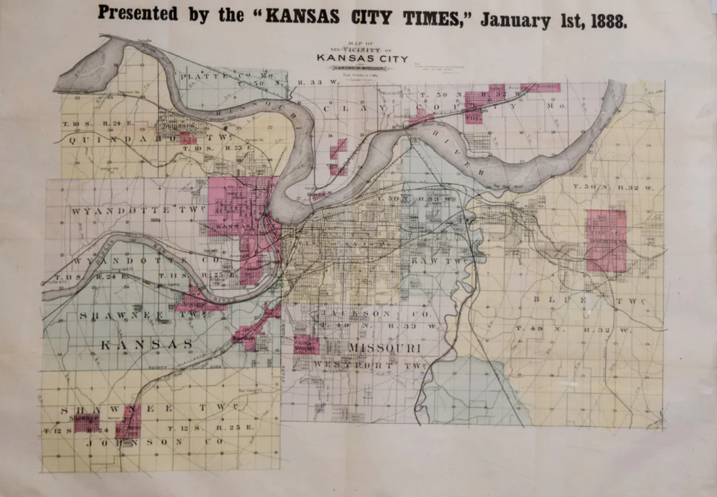 MAP OF THE VICINITY OF KANSAS CITY...PRESENTED BY THE KANSAS CITY TIMES