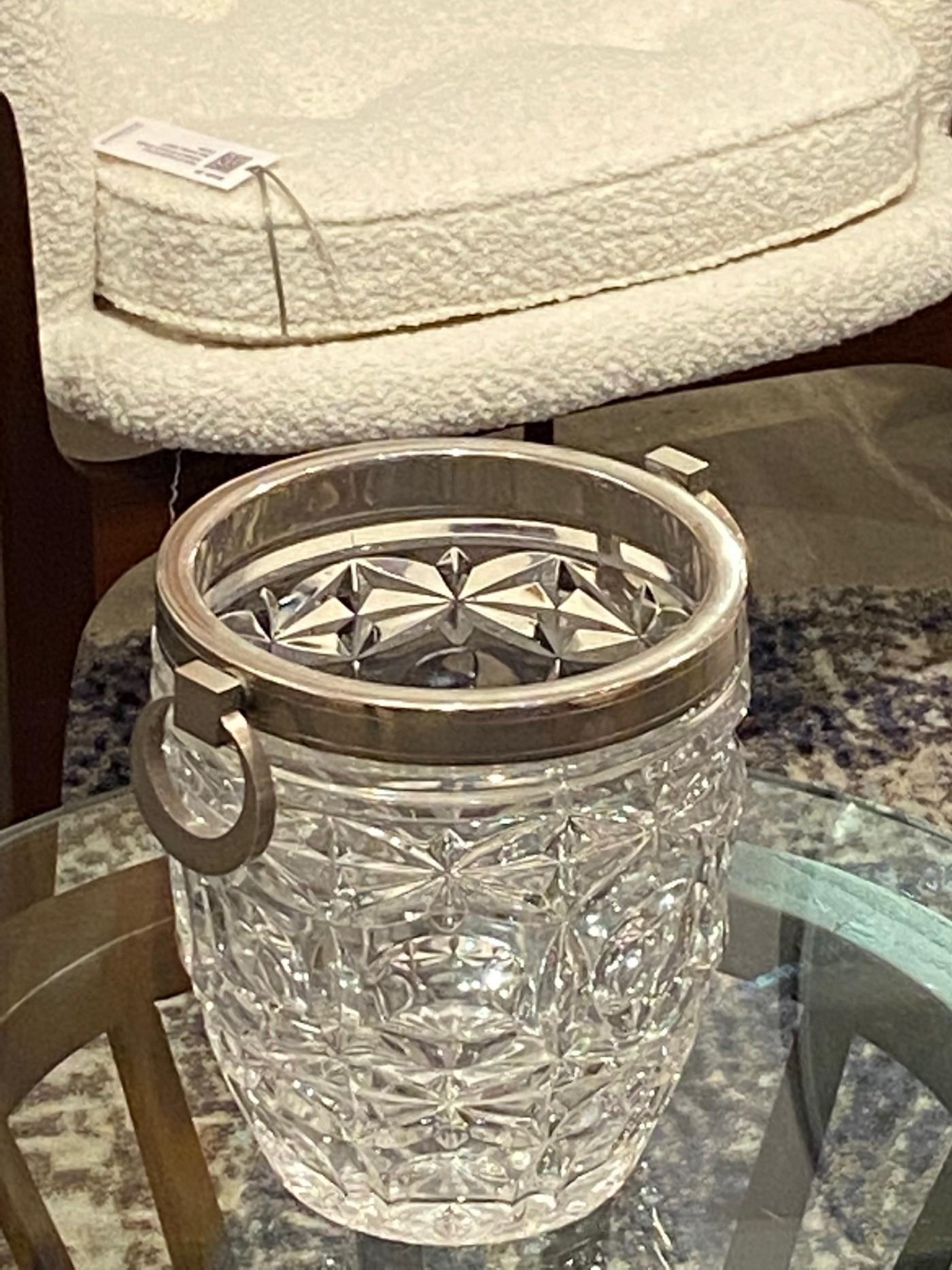 MID CENTURY CUT GLASS ICE BUCKET