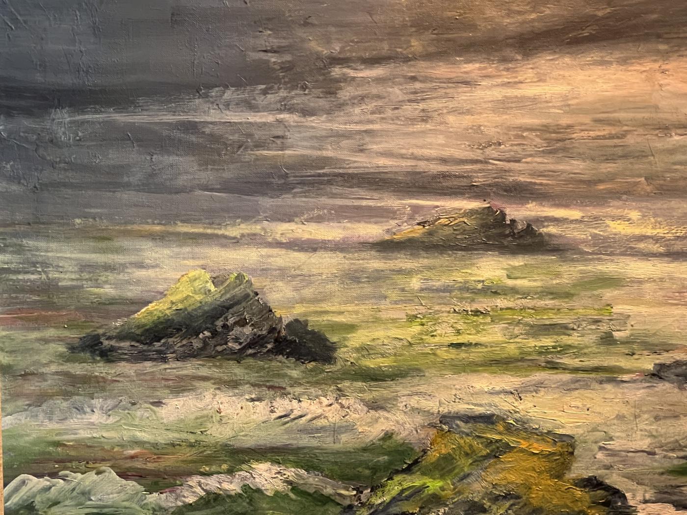 MID CENTURY OCEAN WAVES BREAK PAINTING