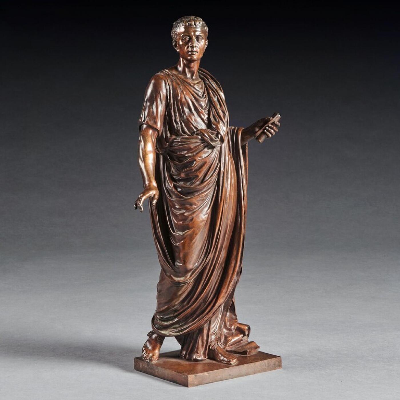 Mathurin Moreau - FINE BRONZE FIGURE OF A ROMAN ORATOR PROBABLY JULIUS ...