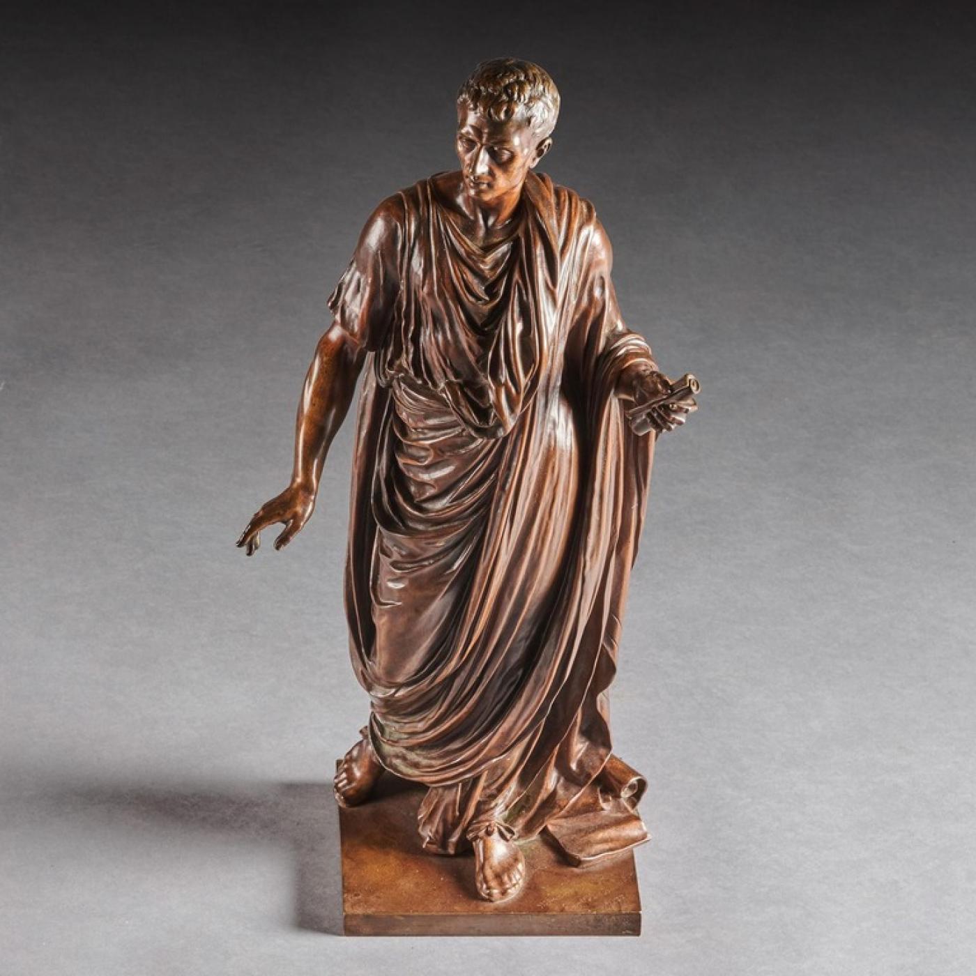 Mathurin Moreau - FINE BRONZE FIGURE OF A ROMAN ORATOR PROBABLY JULIUS ...