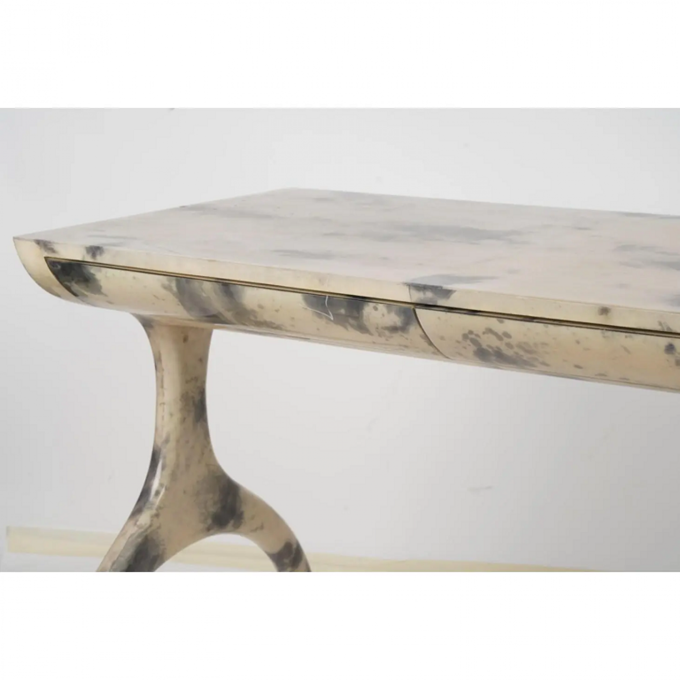 Mid Century Modern Parchment Console Table Desk W Wishbone Legs