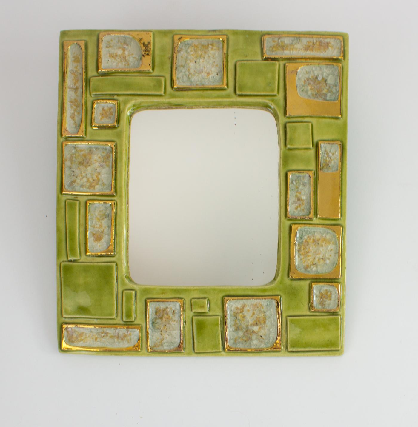 Mithe Espelt - Mithé ESPELT 1960s Gilded Ceramic Mirror (not Lembo)