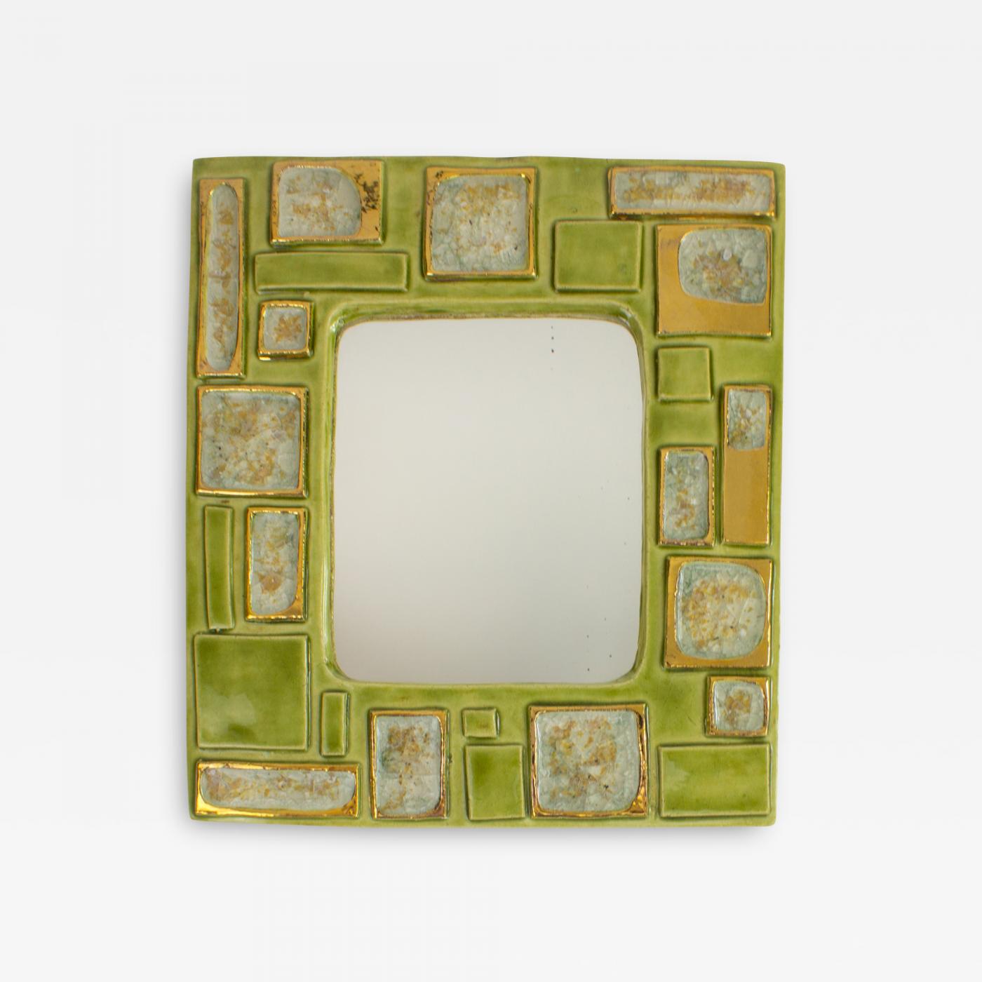 Mithe Espelt - Mithé ESPELT 1960s Gilded Ceramic Mirror (not Lembo)