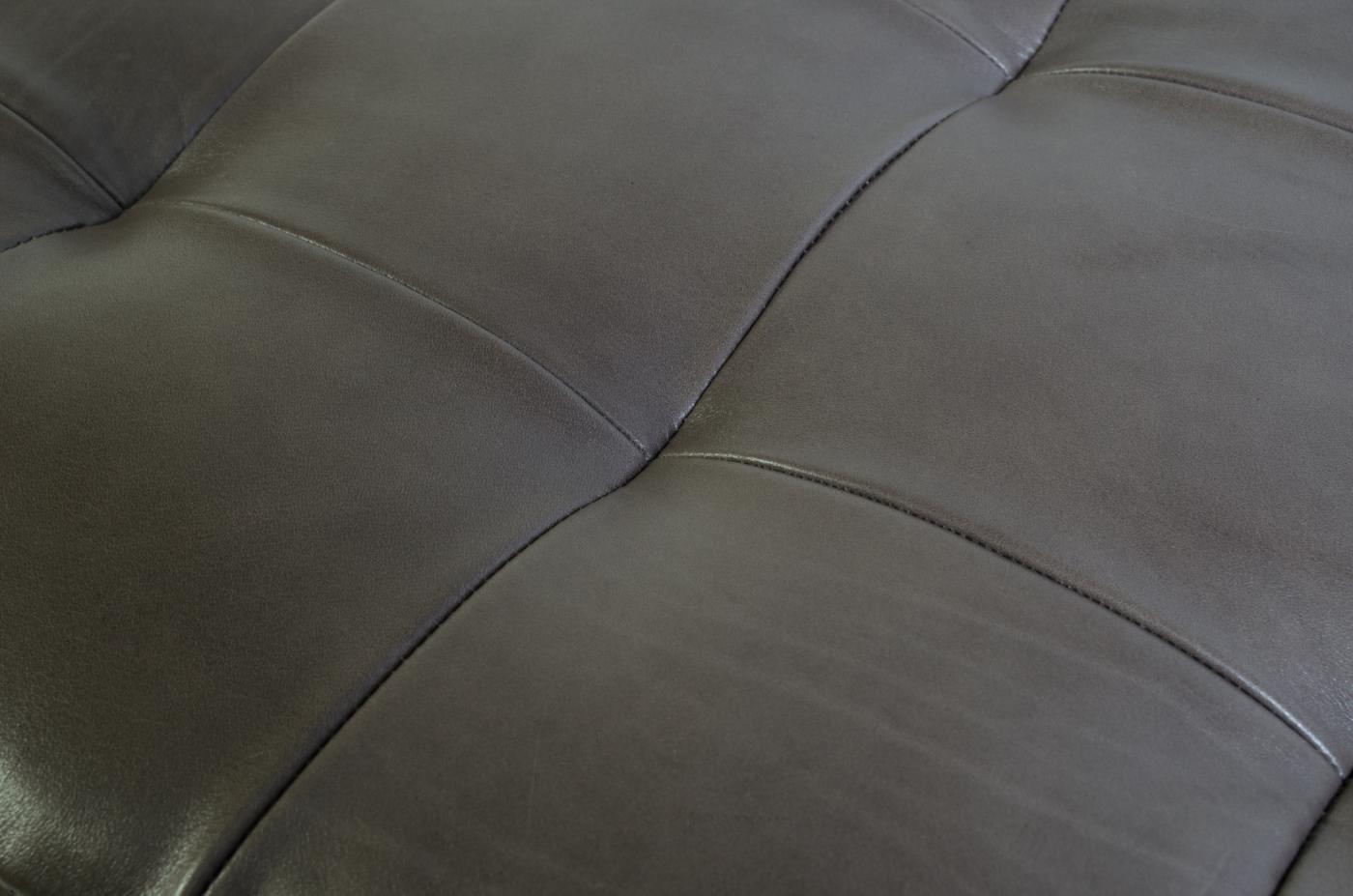 Montage - Lucite Prism Bench in Gunmetal Leather with Blind Tufting