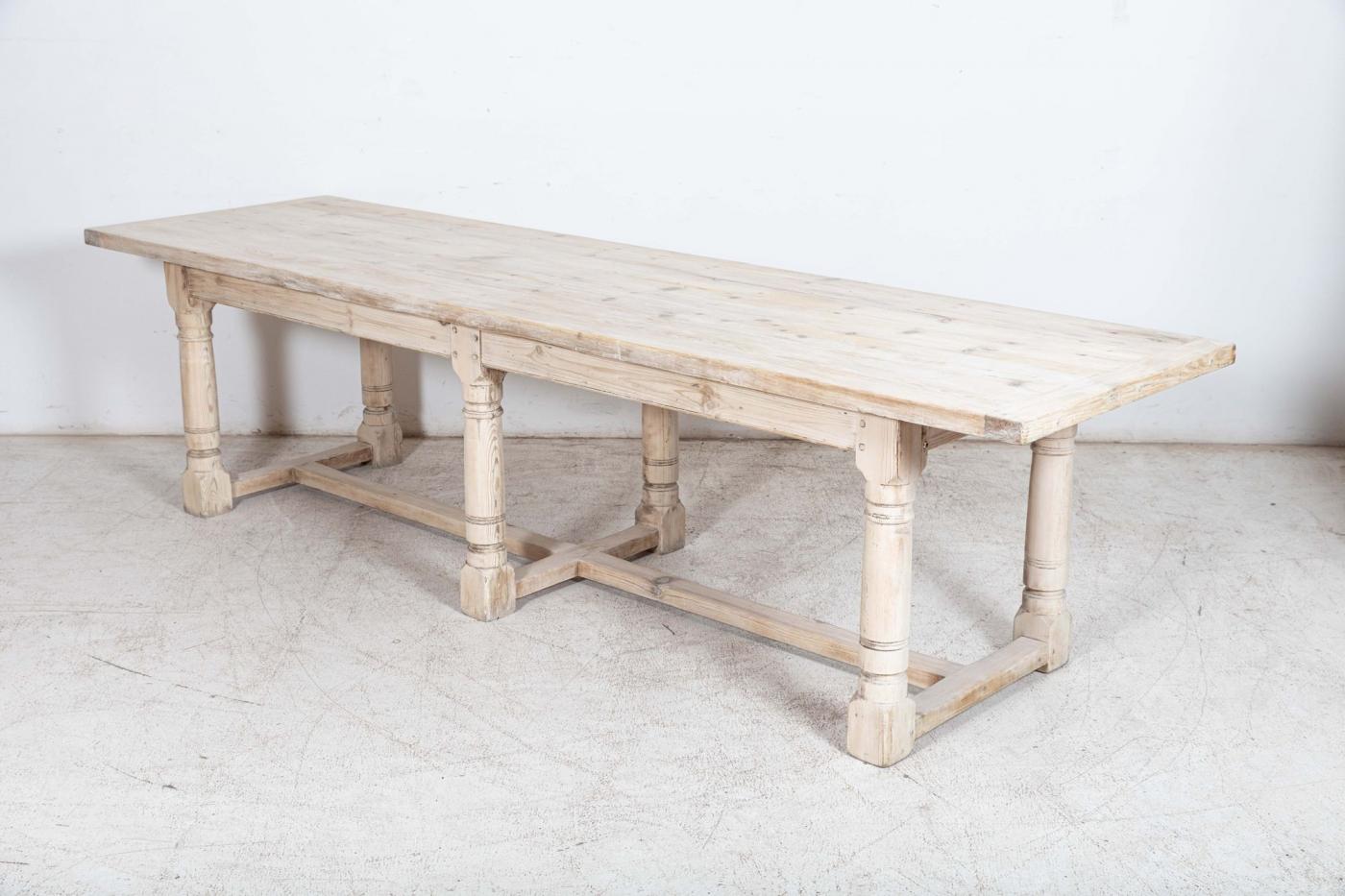 Monumental English Bleached Pine Refectory Table