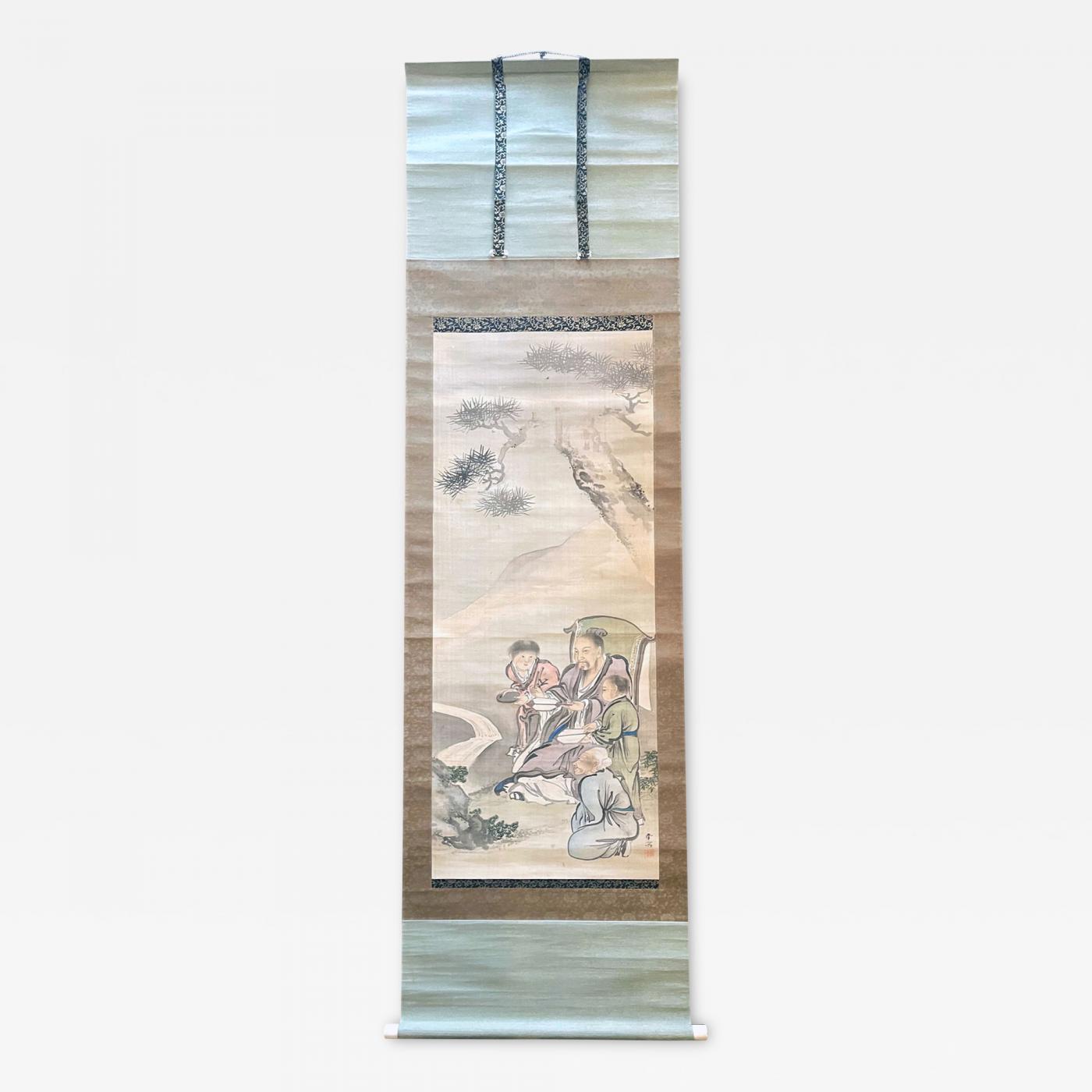 Nanmei Haruki - Japanese Silk Scroll of Haruki Nanmei Edo Period