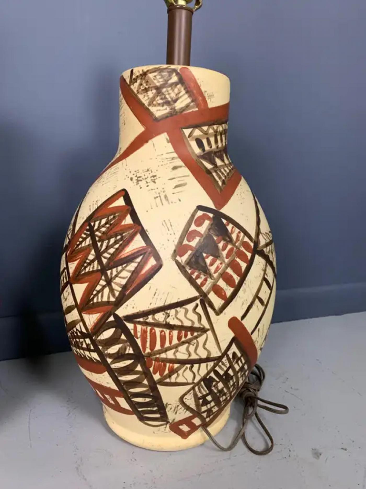 Pablo Picasso - Mid-Century Ceramic Lamps Hand Painted in the Manner of ...