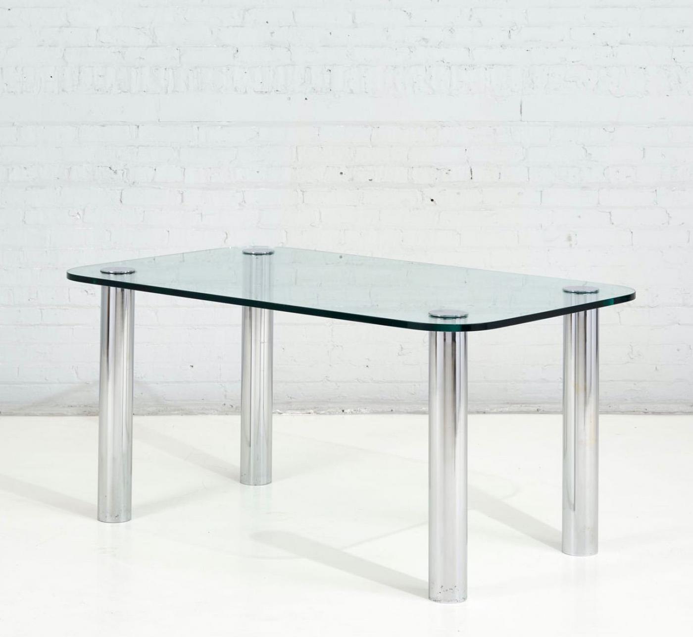 Pace Collection - Pace Collection Chrome ad Glass Dining Table, 1970