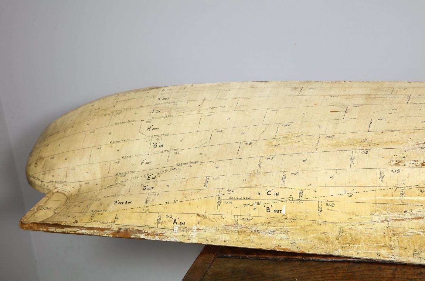 Painted Annotated Half Hull Ship Model