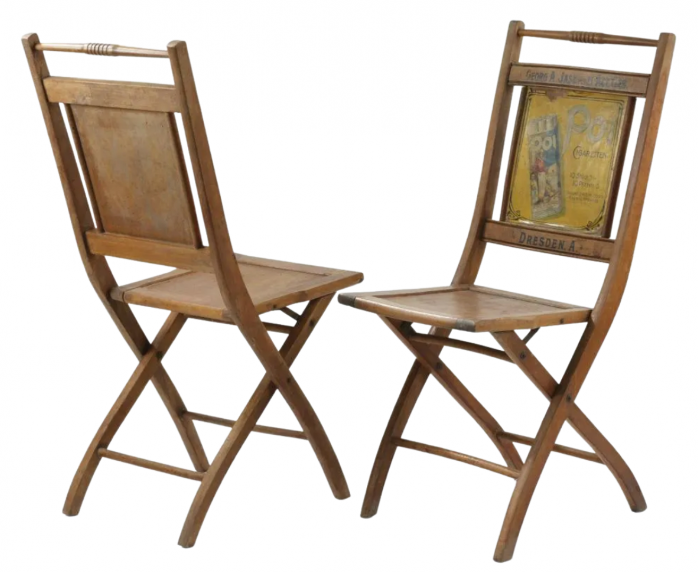 Pair c1910 German folding advertising chairs