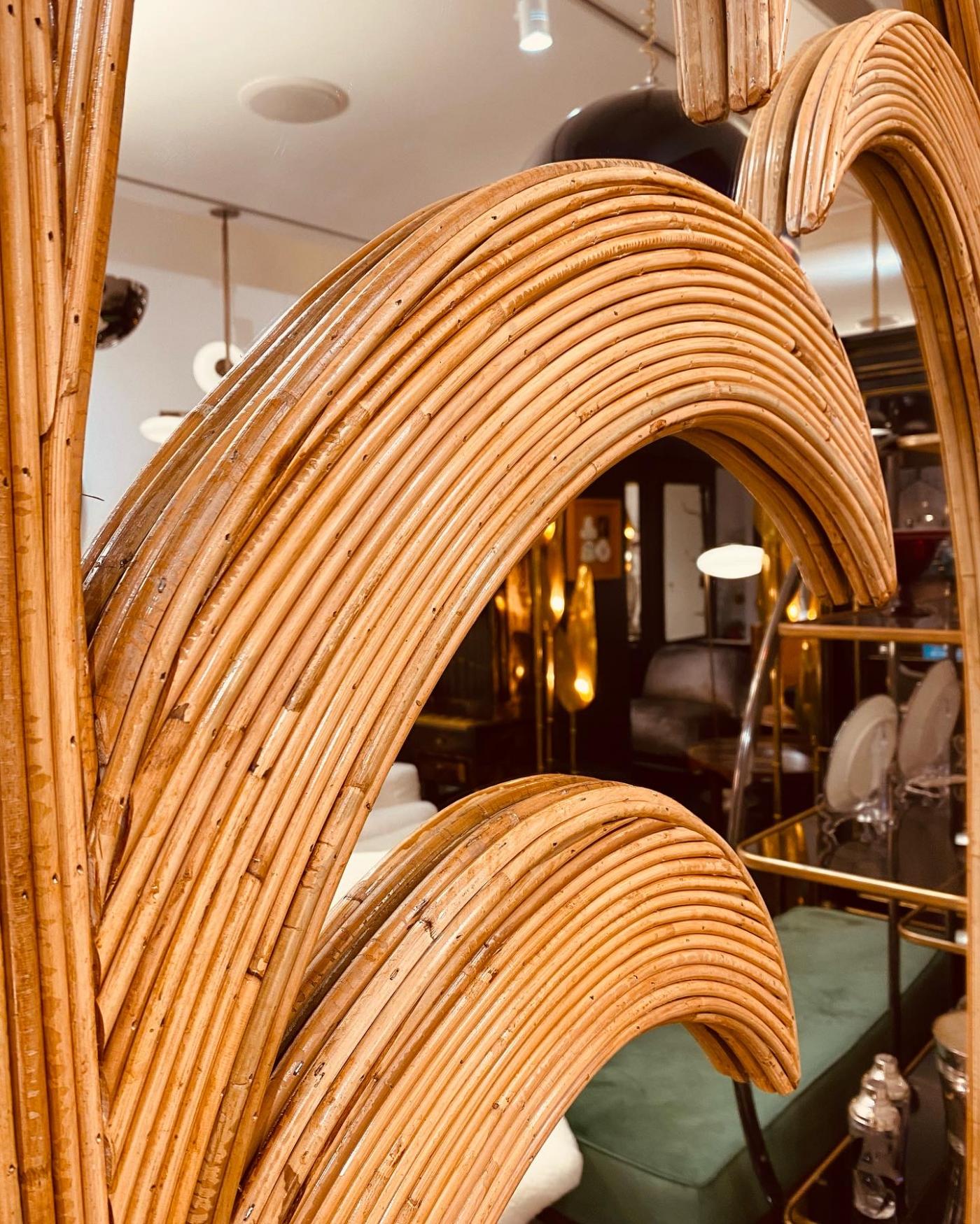 Pair of Large Mirrored Rattan Wall Panels