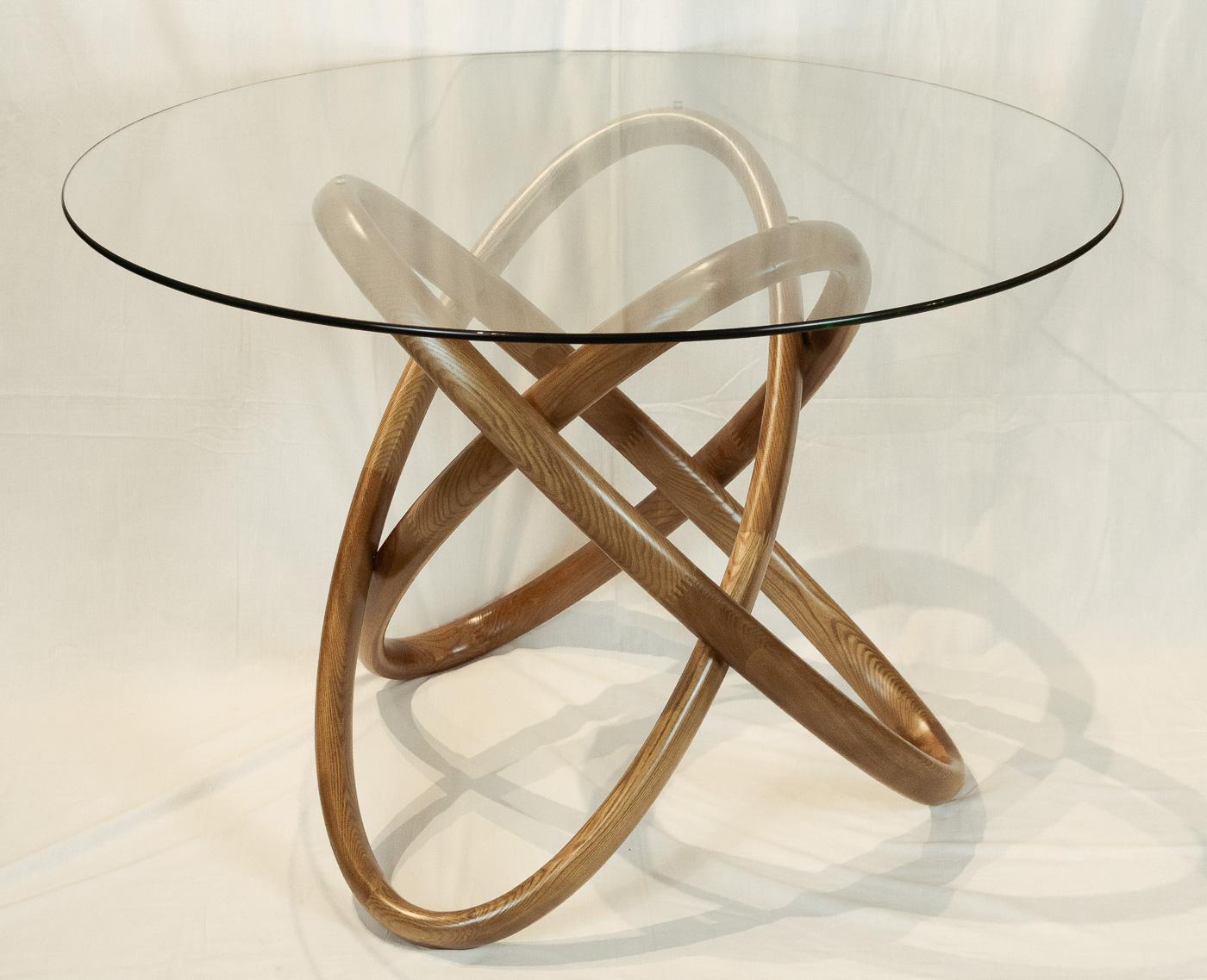 Pair of Substantial and Dramatic Atomic Bent-Wood Tables