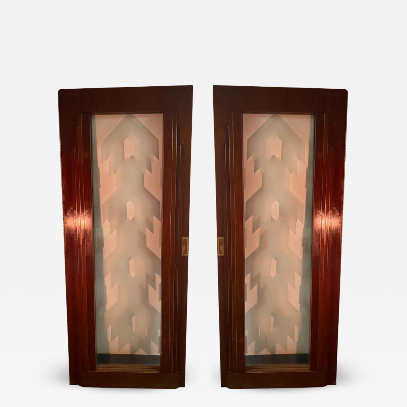 Paul Frankl - FOUR ART DECO WOOD BRASS & GLASS SKYSCRAPER DOORS IN THE ...
