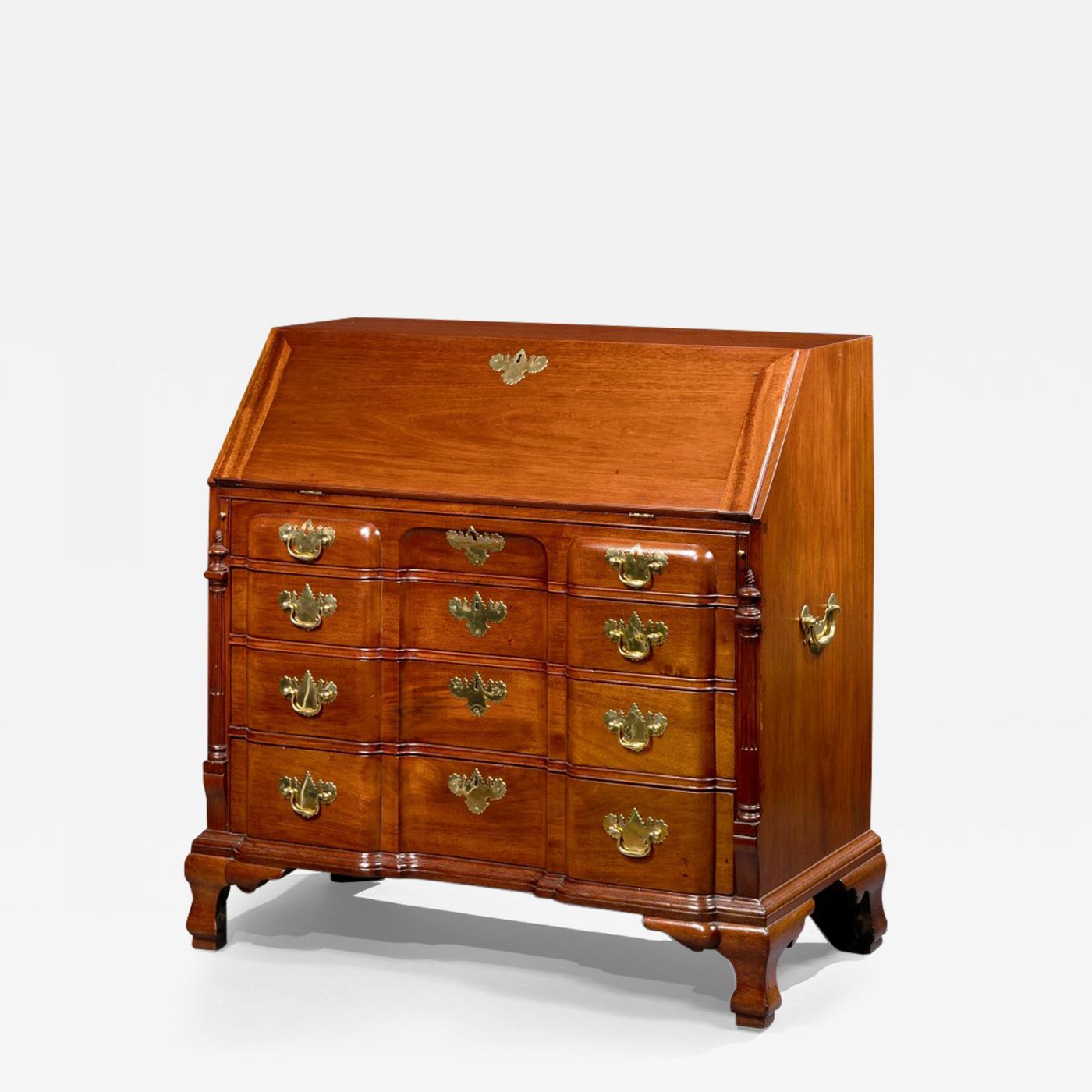 QUEEN ANNE BLOCK-FRONT DESK WITH APPLIED PILASTERS