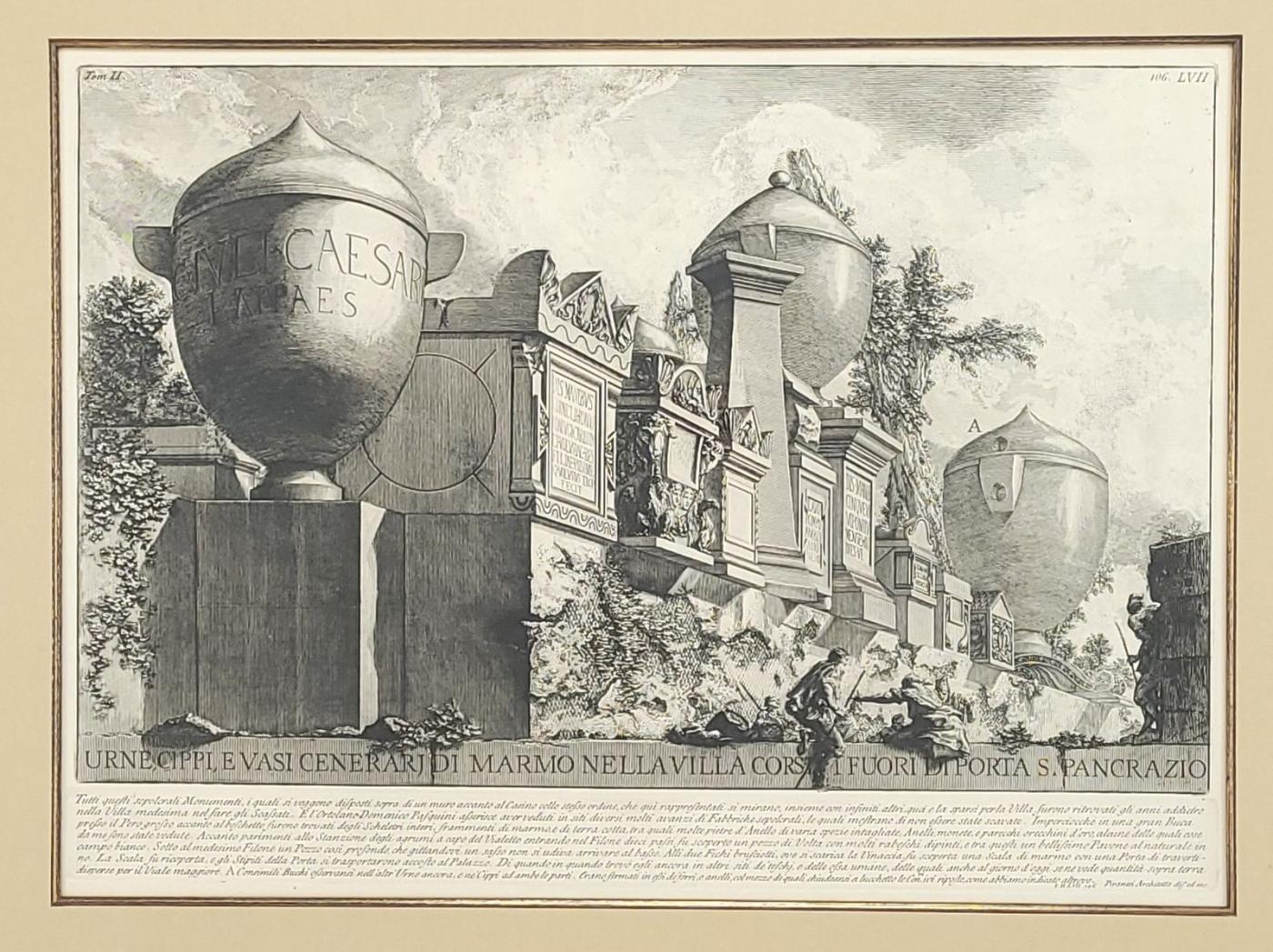 Rare Piranesi Engraving of Ancient Stone Carvings, Rome, circa 1770