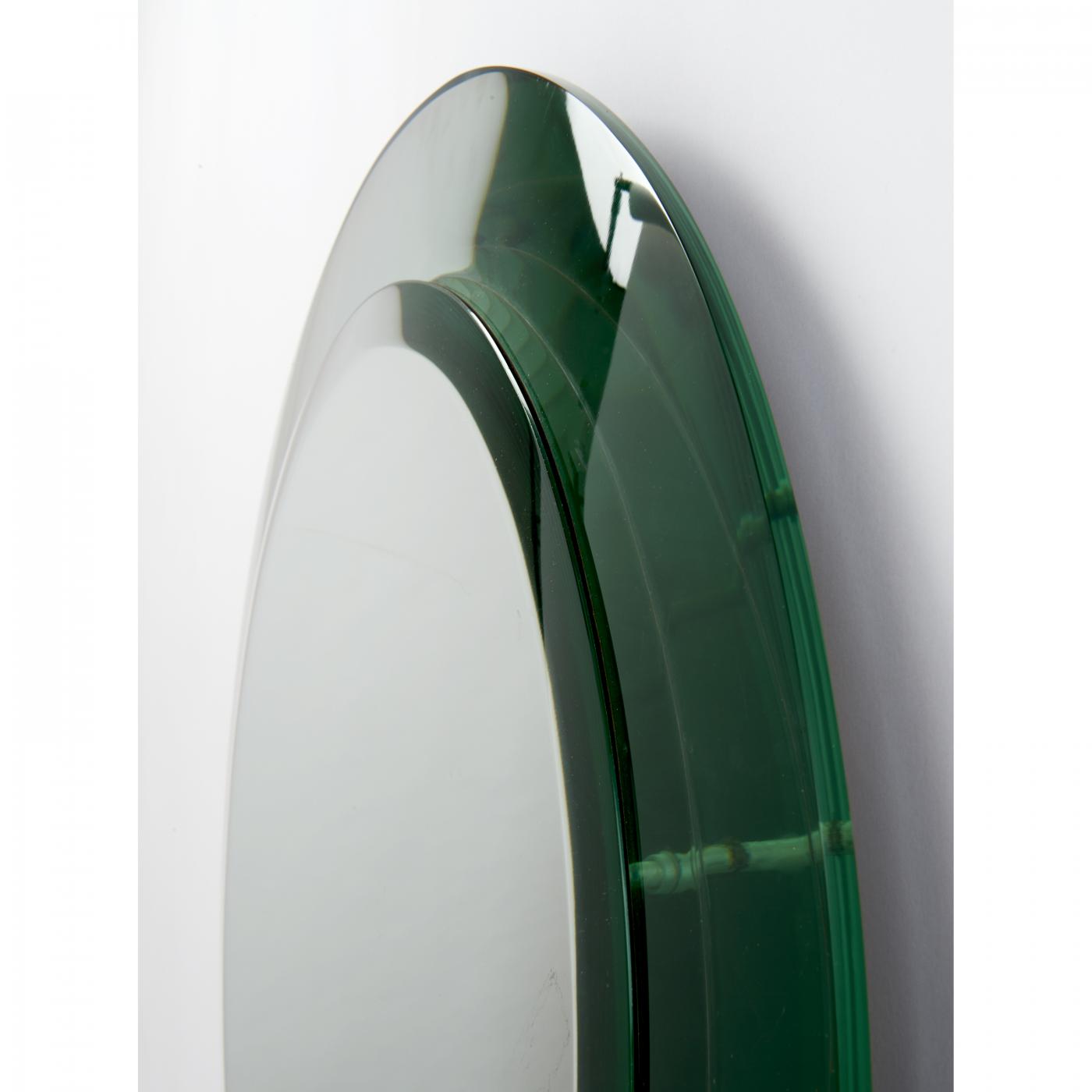 Remarkable Pair of Round Glass Mirrors, Italy 1940's