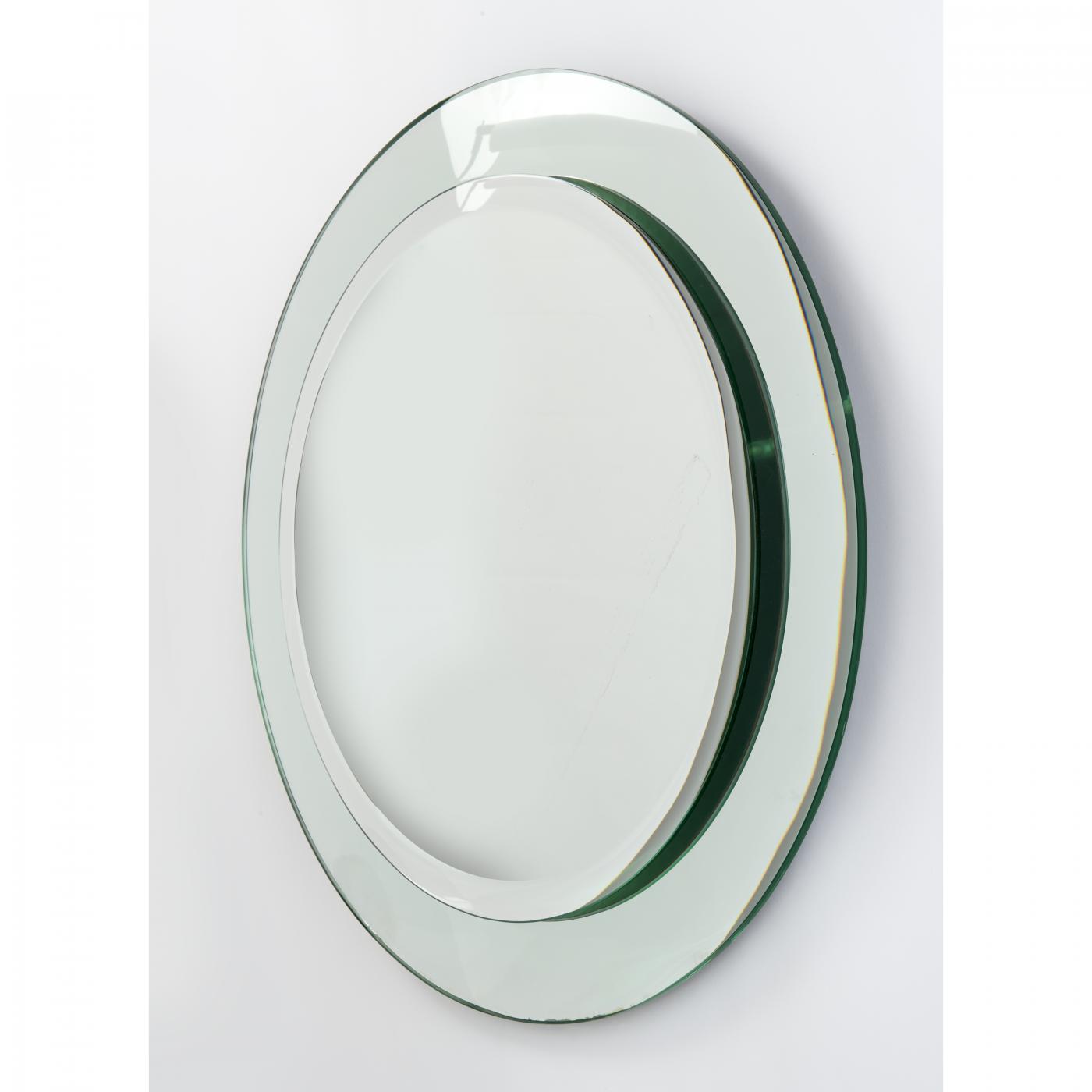 Remarkable Pair of Round Glass Mirrors, Italy 1940's