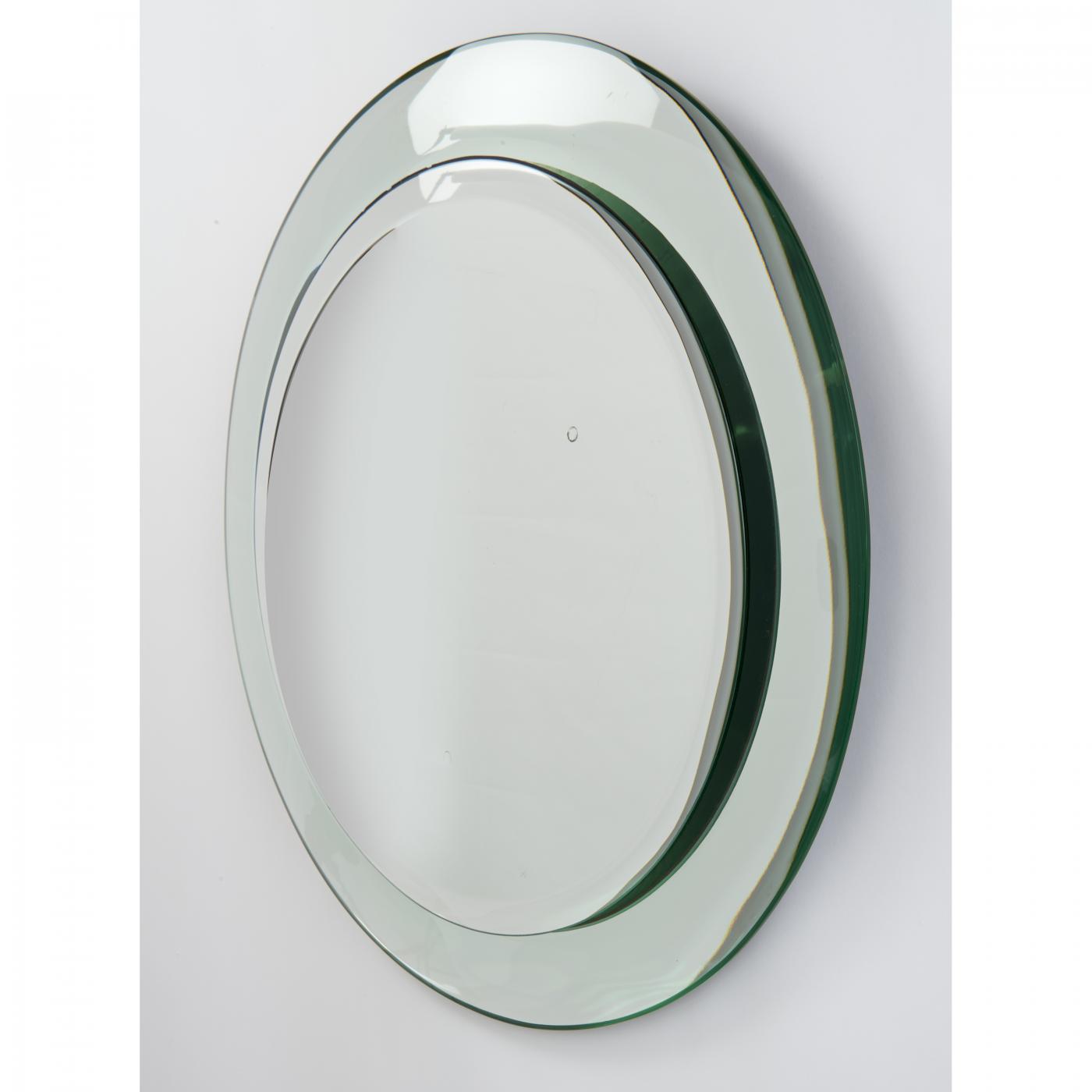 Remarkable Pair of Round Glass Mirrors, Italy 1940's