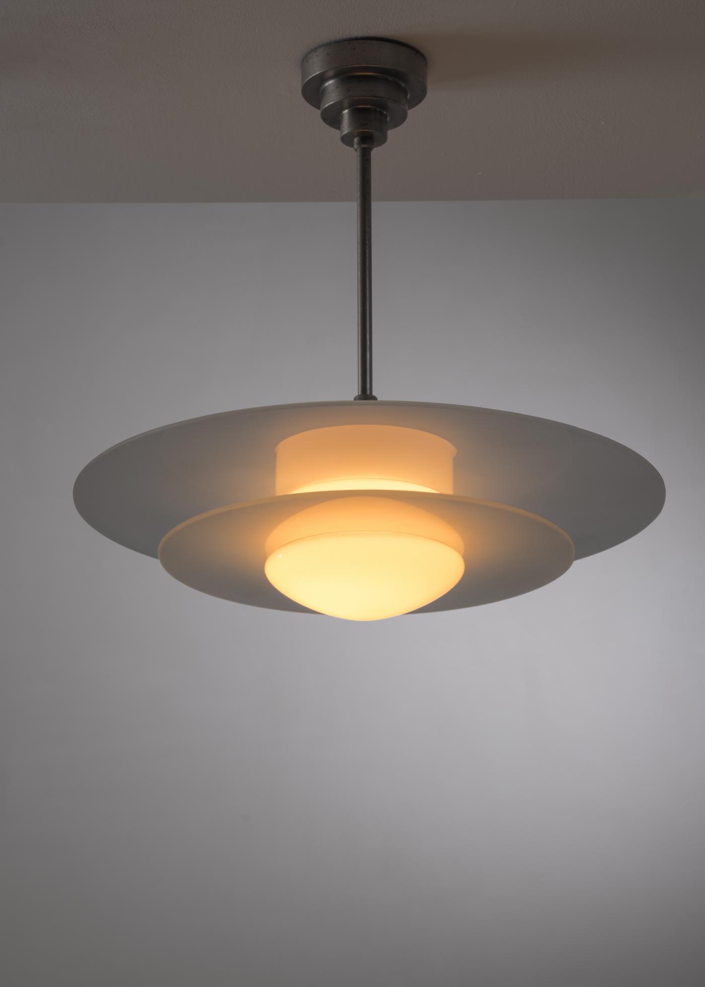 Scandinavian Modern glass Saturn pendant lamp, 1930s