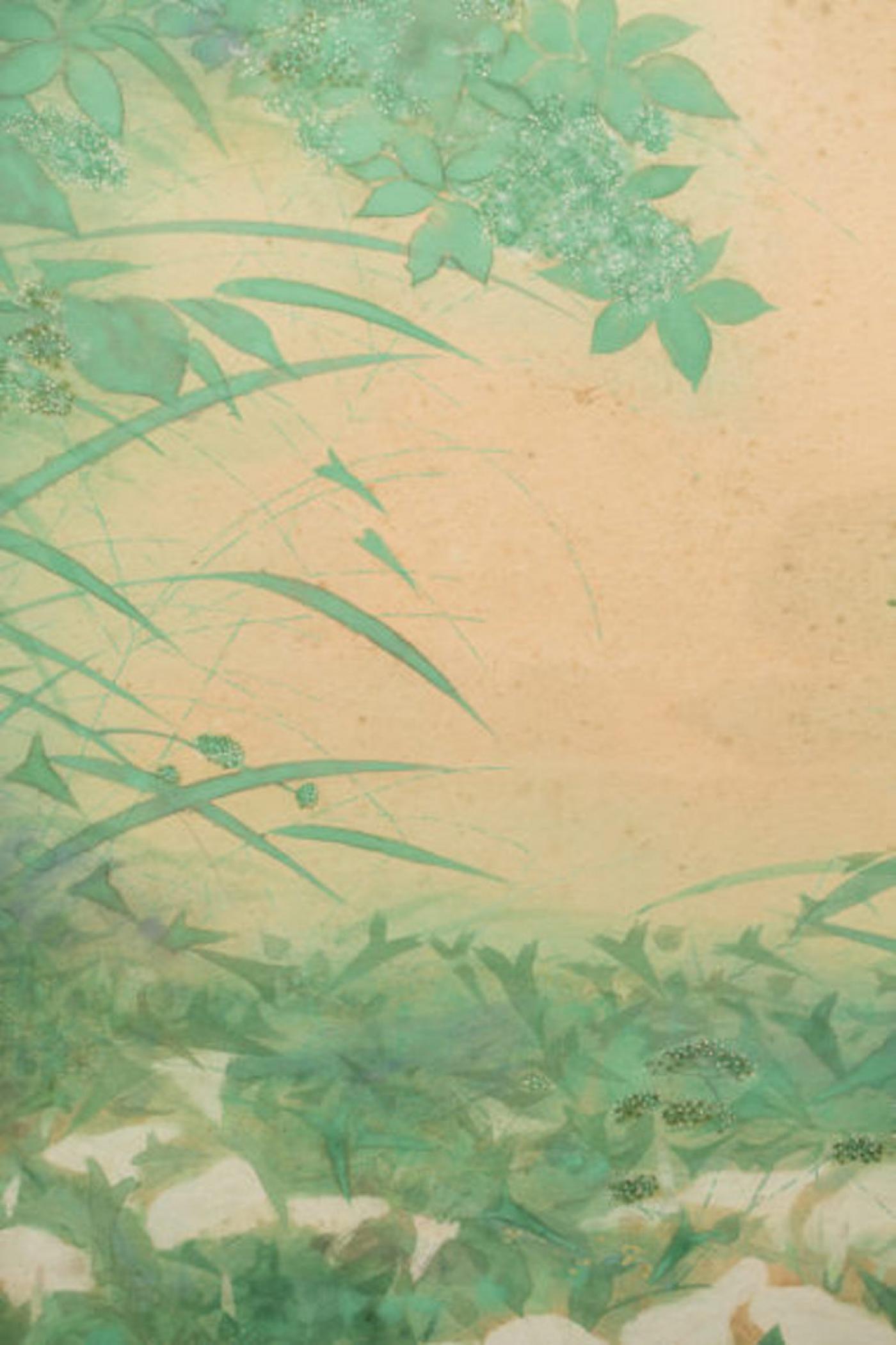 Set of Four Fusuma (Sliding Door) Panels: Wild Lily Patch
