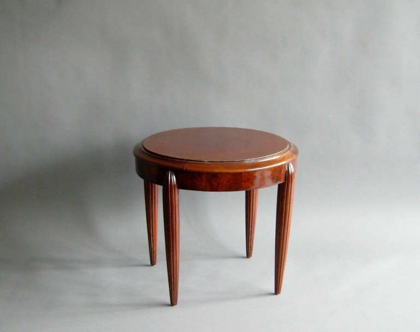 A Small French Art Deco Round Mahogany Side Table