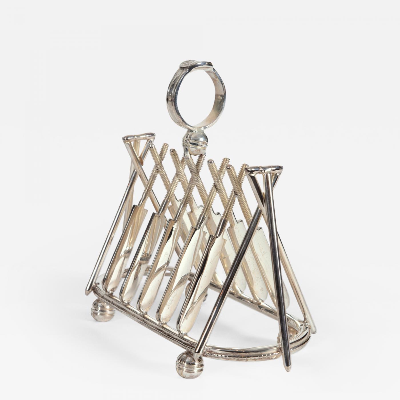 Vintage English Silver Plate Cricket Sport Design Toast Rack