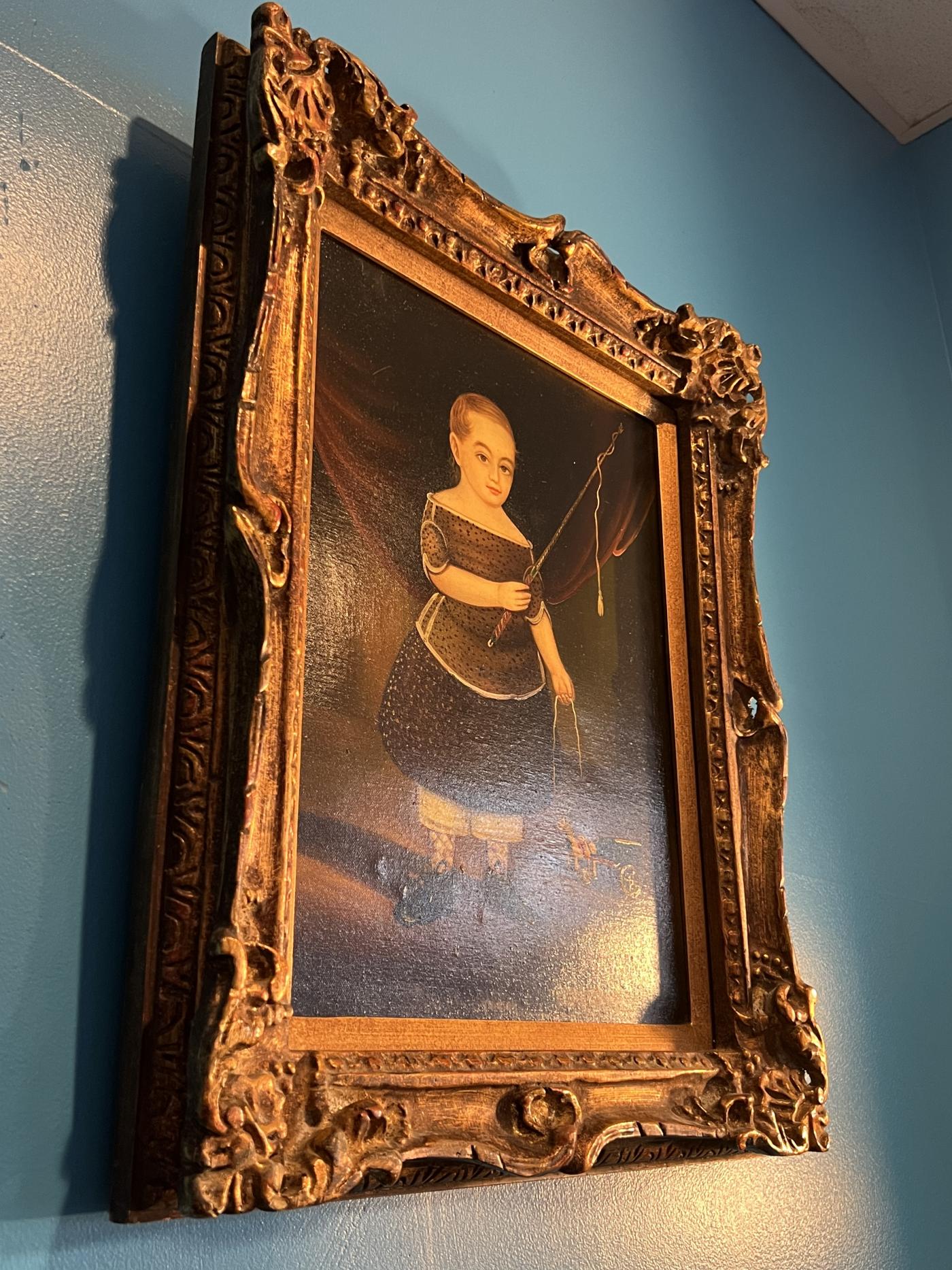 William Matthew Prior - FOLK ART PAINTING OF BOY & TOY HORSE AFTER ...