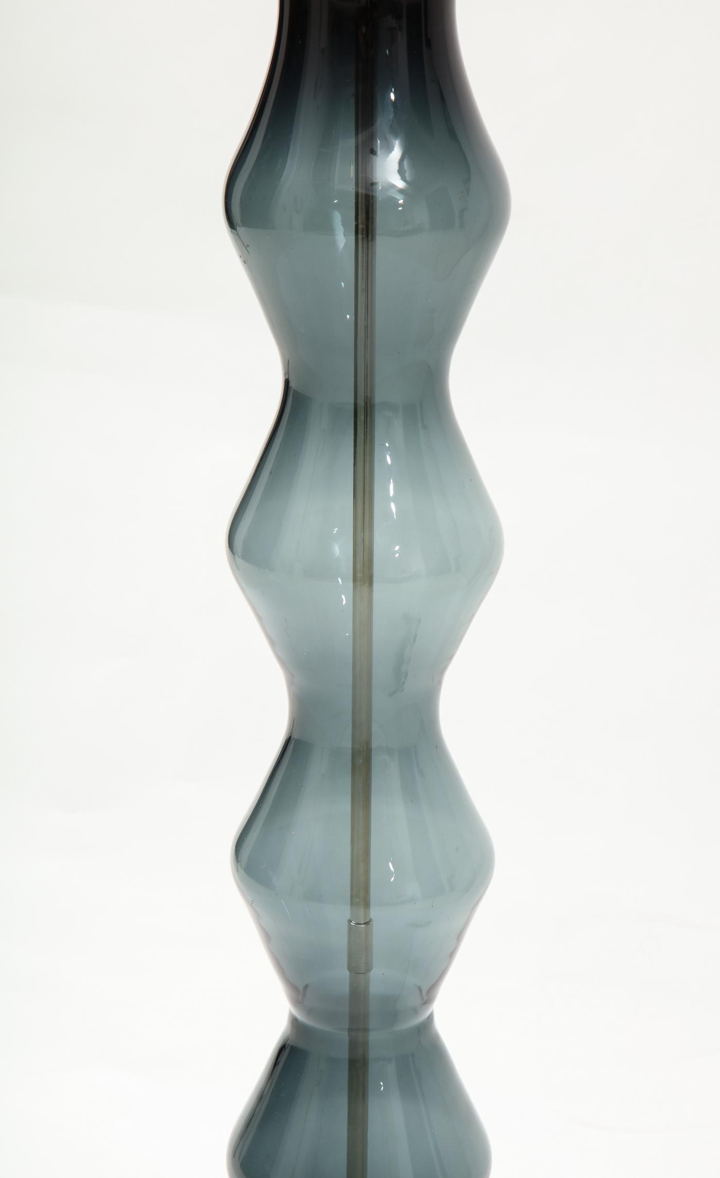 Winslow Blenko - Monumental Blenko Smoky Blue Grey Glass Lamp