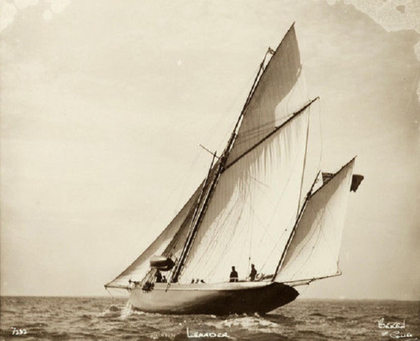 Yacht Leander, early silver photographic print by Beken of Cowes